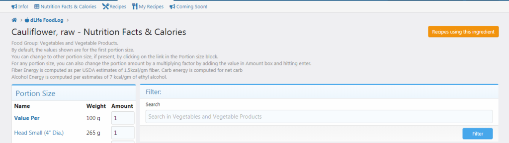 dLife FoodLog – Recipes Integrated With Nutrition Facts Database | dLife.in